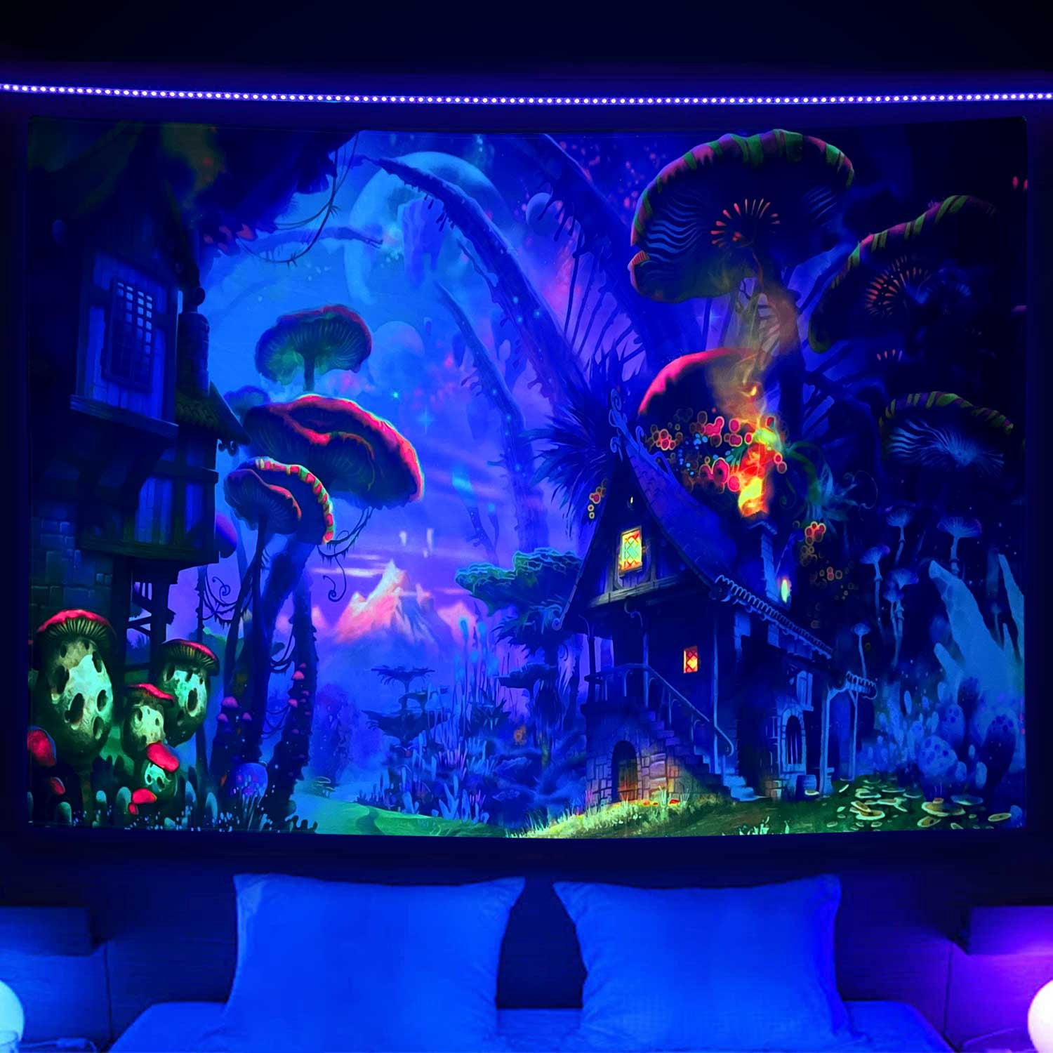Blacklight Tapestry, UV Reactive Tree of Life Tapestry Wall Hanging ...