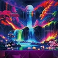 Blacklight Waterfall Moon Tapestry Black Light Neon UV Reactive ...