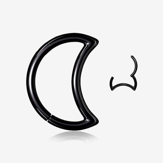 Blackline Crescent Moon Seamless Clicker Hoop Ring - Walmart.com