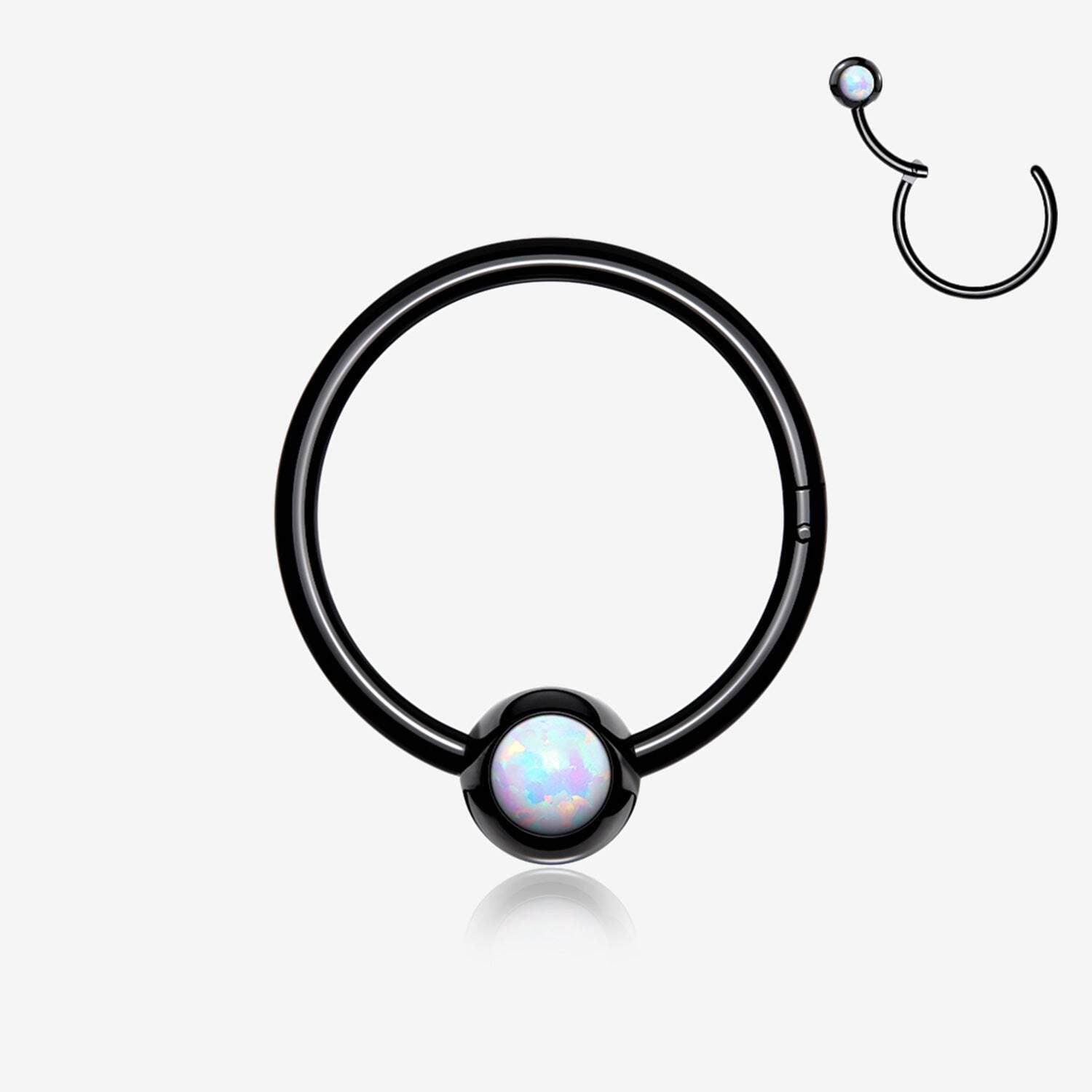 Blackline Fire Opal Sparkle CBR Style Seamless Clicker Hoop Ring ...