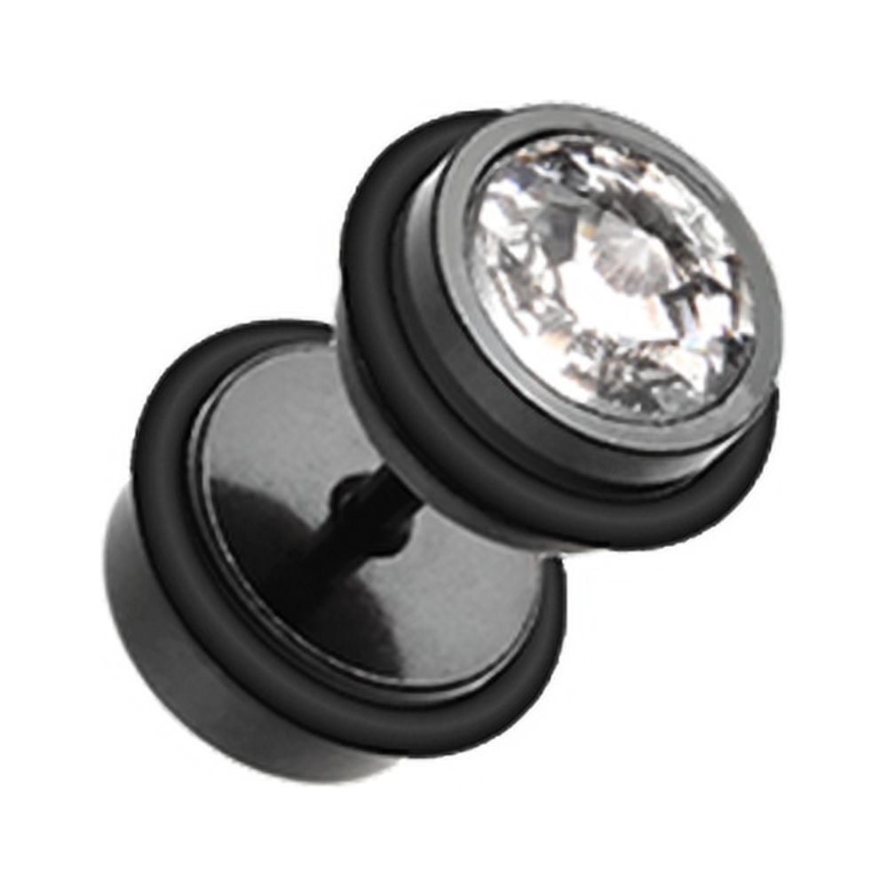 Blackline Pointy Crystalline Steel Fake Plug Earrings - Walmart.com