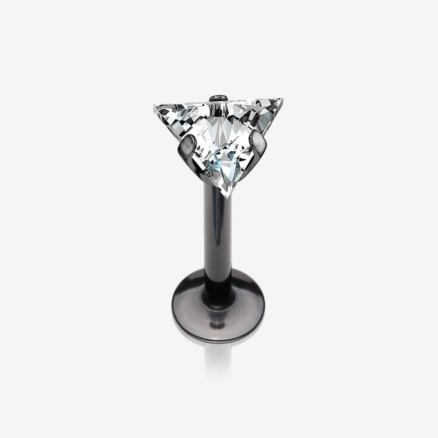 Blackline Triangle Gem Sparkle Prong Set Top Internally Threaded Steel Labret - Walmart.com