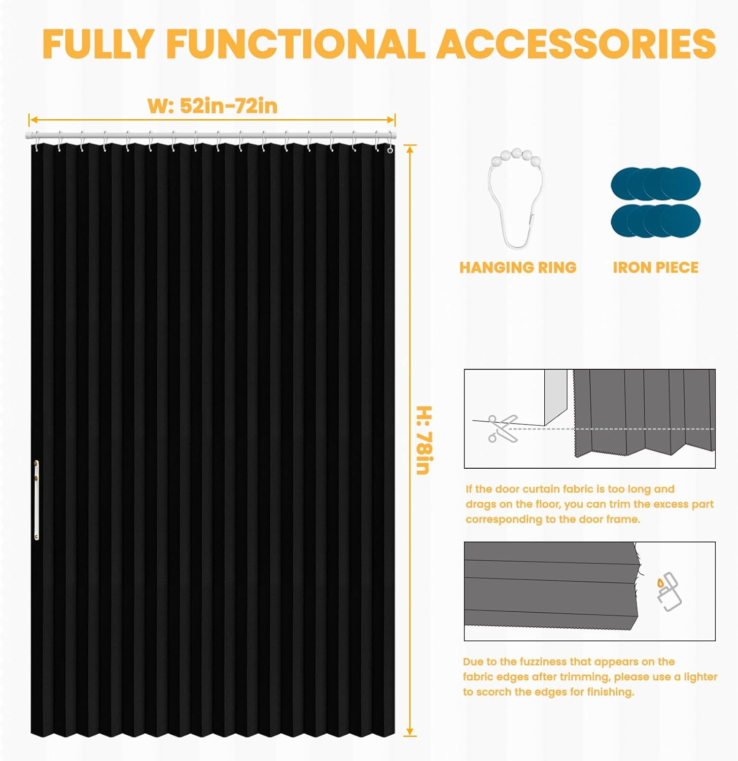 Blackout Accordion Door Closet Curtain Door Curtain Invisible ...