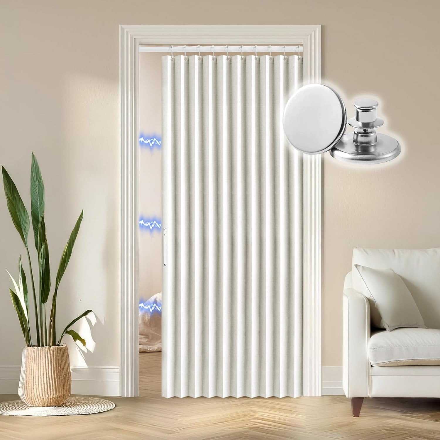 Blackout Accordion Style Magnetic Door Curtain for Closet Pleated ...