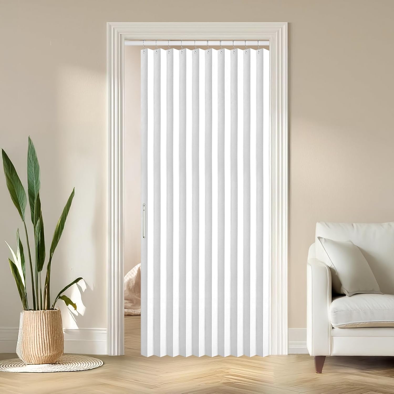 Blackout Accordion Style Magnetic Door Curtain for Closet Pleated ...
