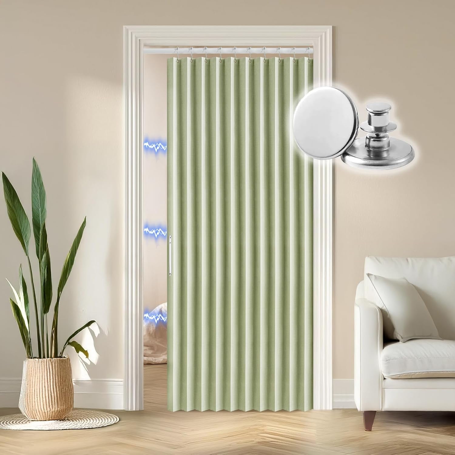 Blackout Accordion Style Magnetic Door Curtain for Closet Pleated ...