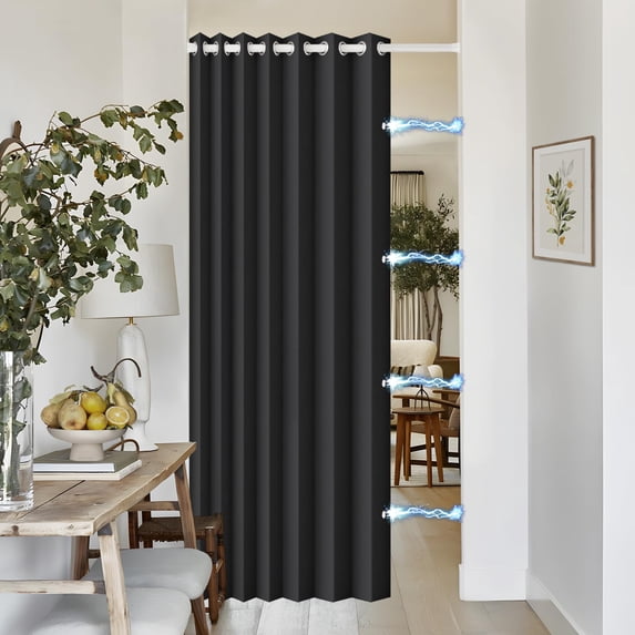 Blackout Closet Curtain For Openic Door Panels Doorway Sound Proof ...