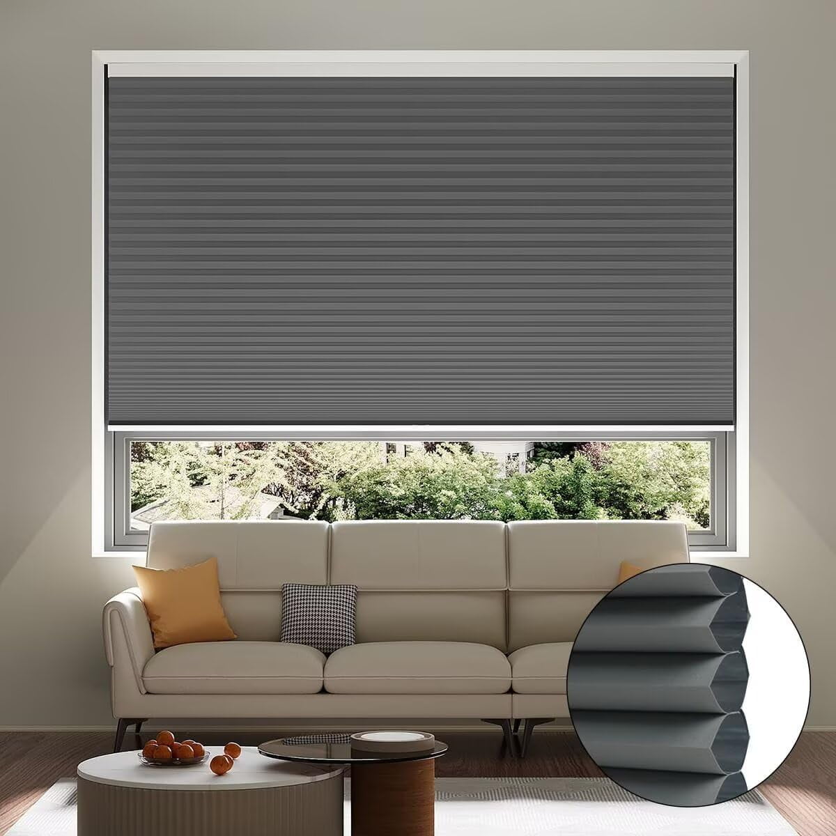 Blackout Cordless Cellular Shades, Pull Down Honeycomb Blinds, Custom ...