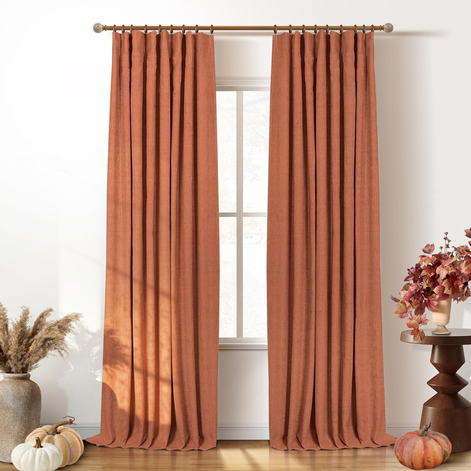 Blackout Curtafor Bedroom Black Out 120 Inch Long Clip Rings Linen ...