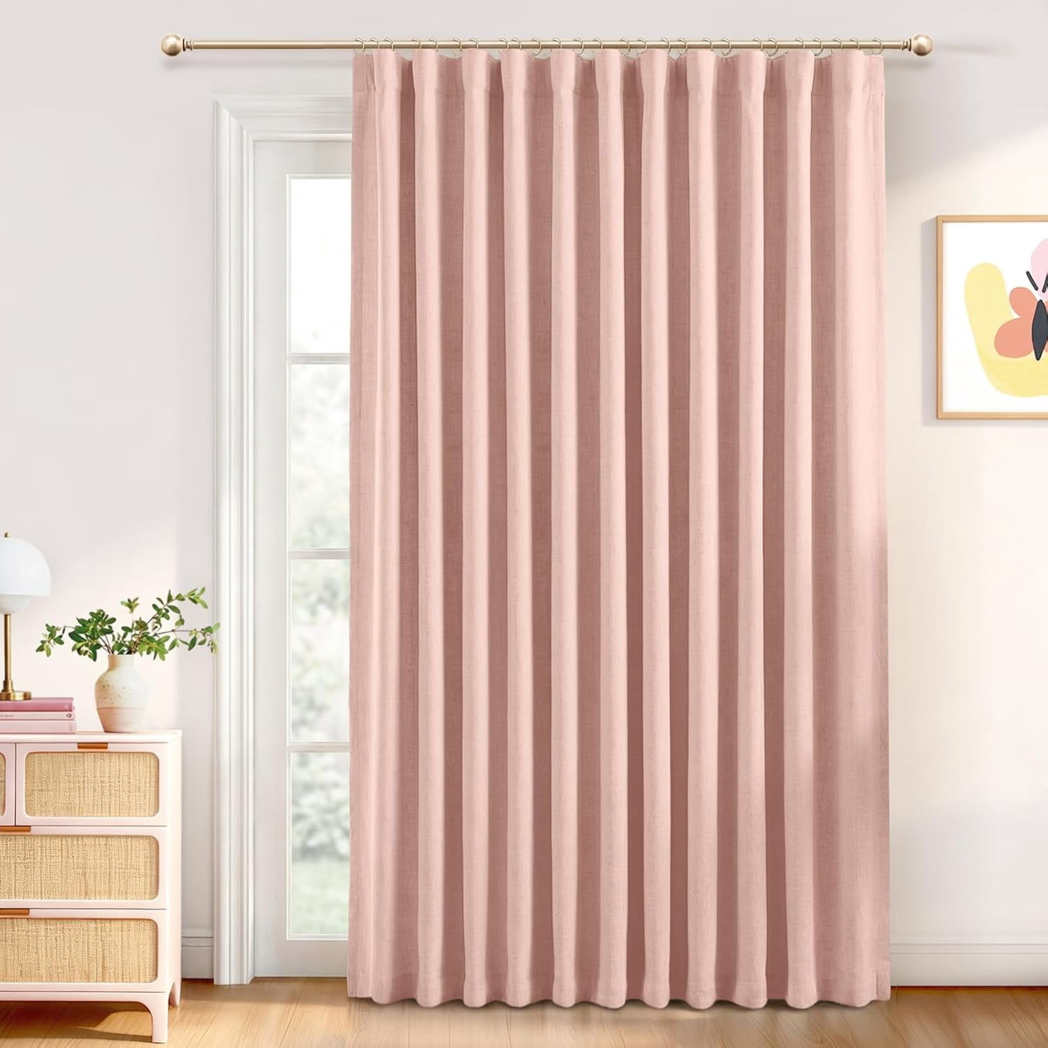 Blackout Curtafor Bedroom Black Out 90 Inch Long Clip Rings Linen ...