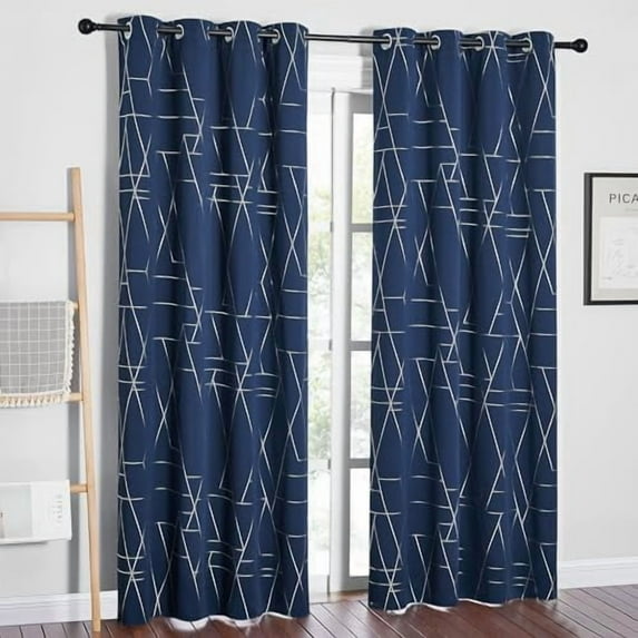 Blackout Curtain Panels 84 inches Long, Window Treatment Foil Printed ...