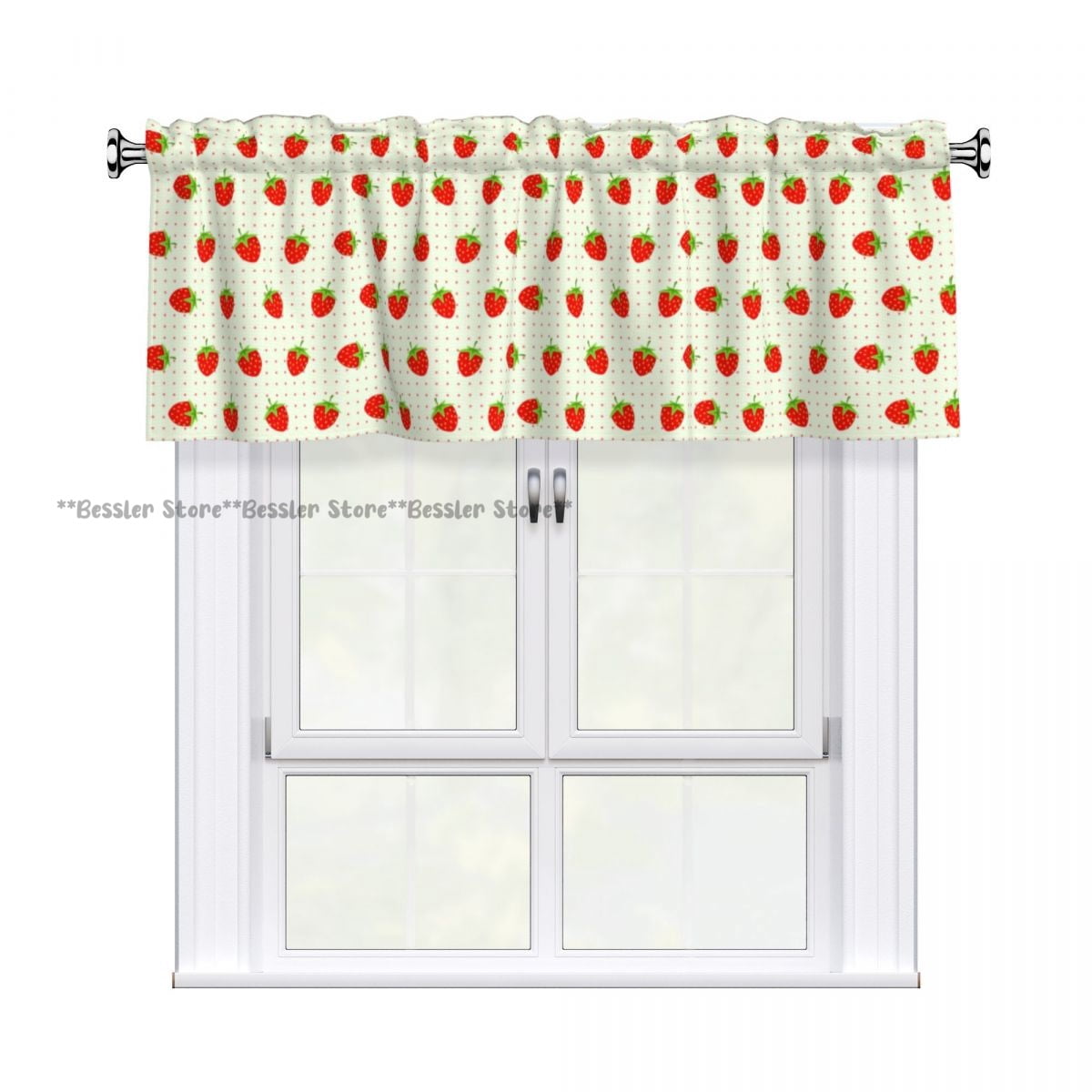 Blackout Curtain Valance Blocks Pink Strawberries Privacy Small ...