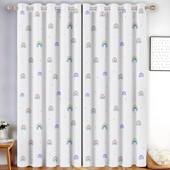 Blackout Curtains 2 Panels Set Minimalism Hand-Painted Rainbow Group ...