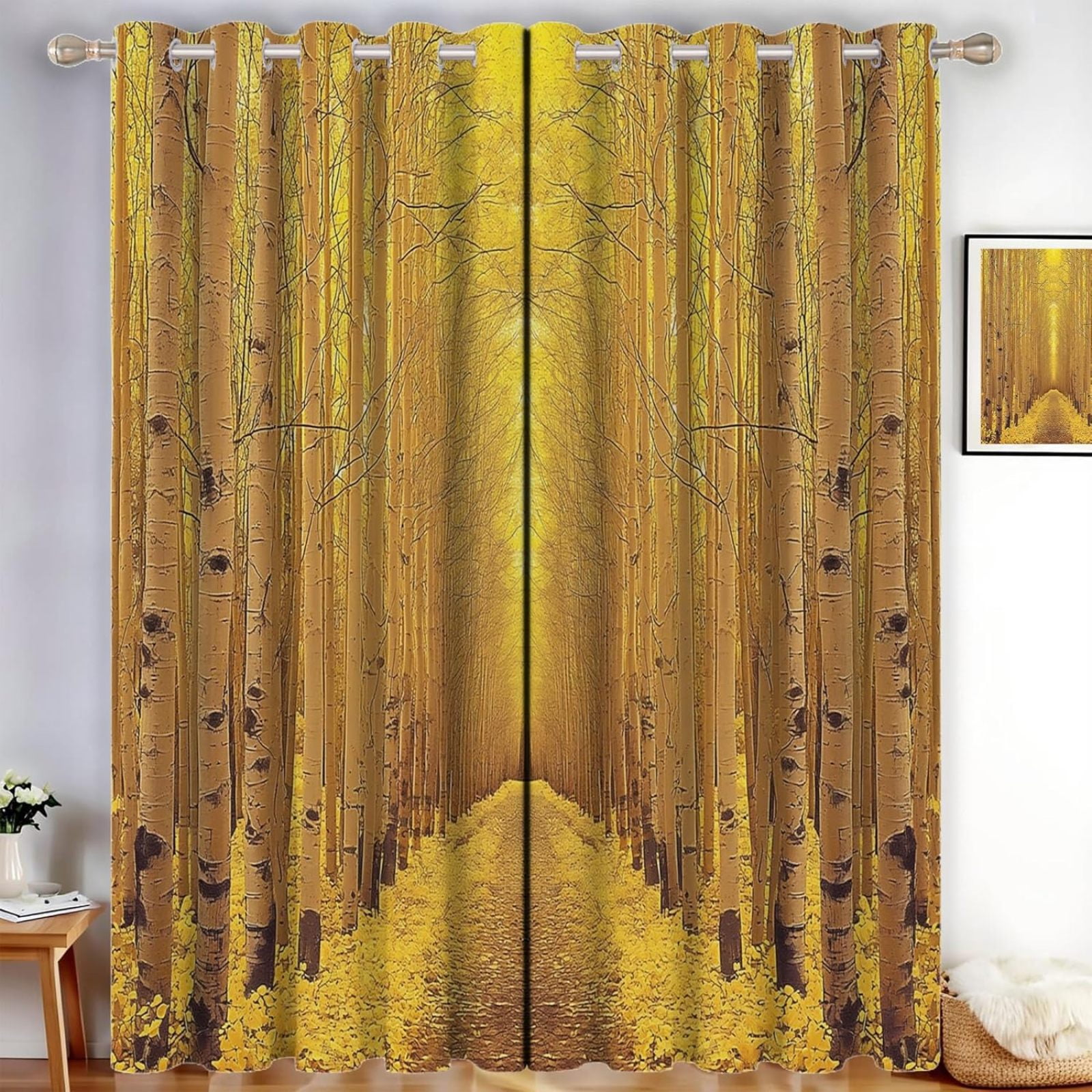 Blackout Curtains 2 Panels Set Poplar Forest Scene Curtain Drapes For ...