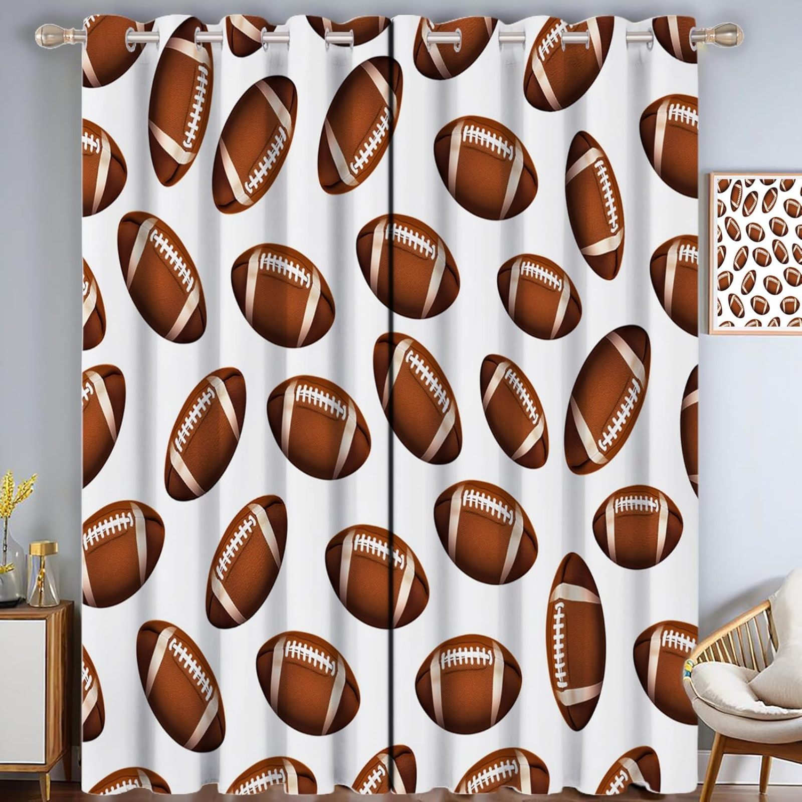 Blackout Curtains 2 Panels Set Sports Theme Curtain Drapes For Living ...