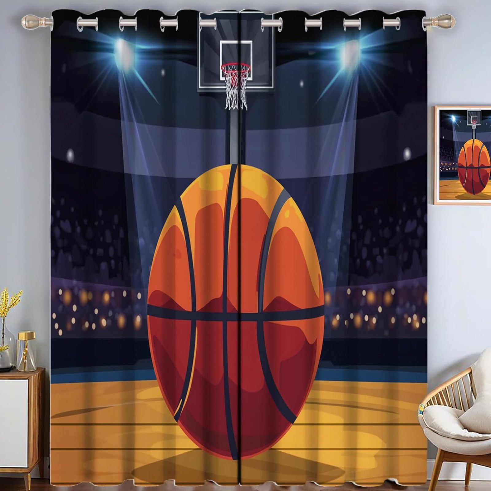 Blackout Curtains 2 Panels Set Sports Theme Curtain Drapes For Living ...