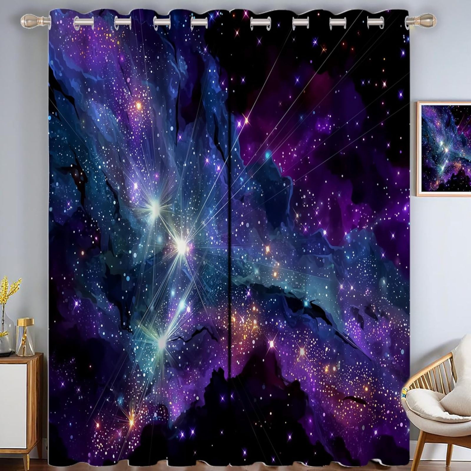 Blackout Curtains 2 Panels Set Universe Starry Sky Scene Drapes Space ...