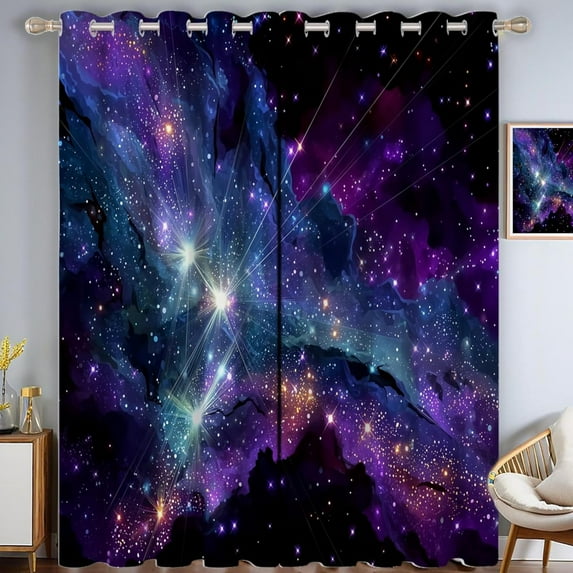Blackout Curtains 2 Panels Set Universe Starry Sky Scene Drapes Space ...