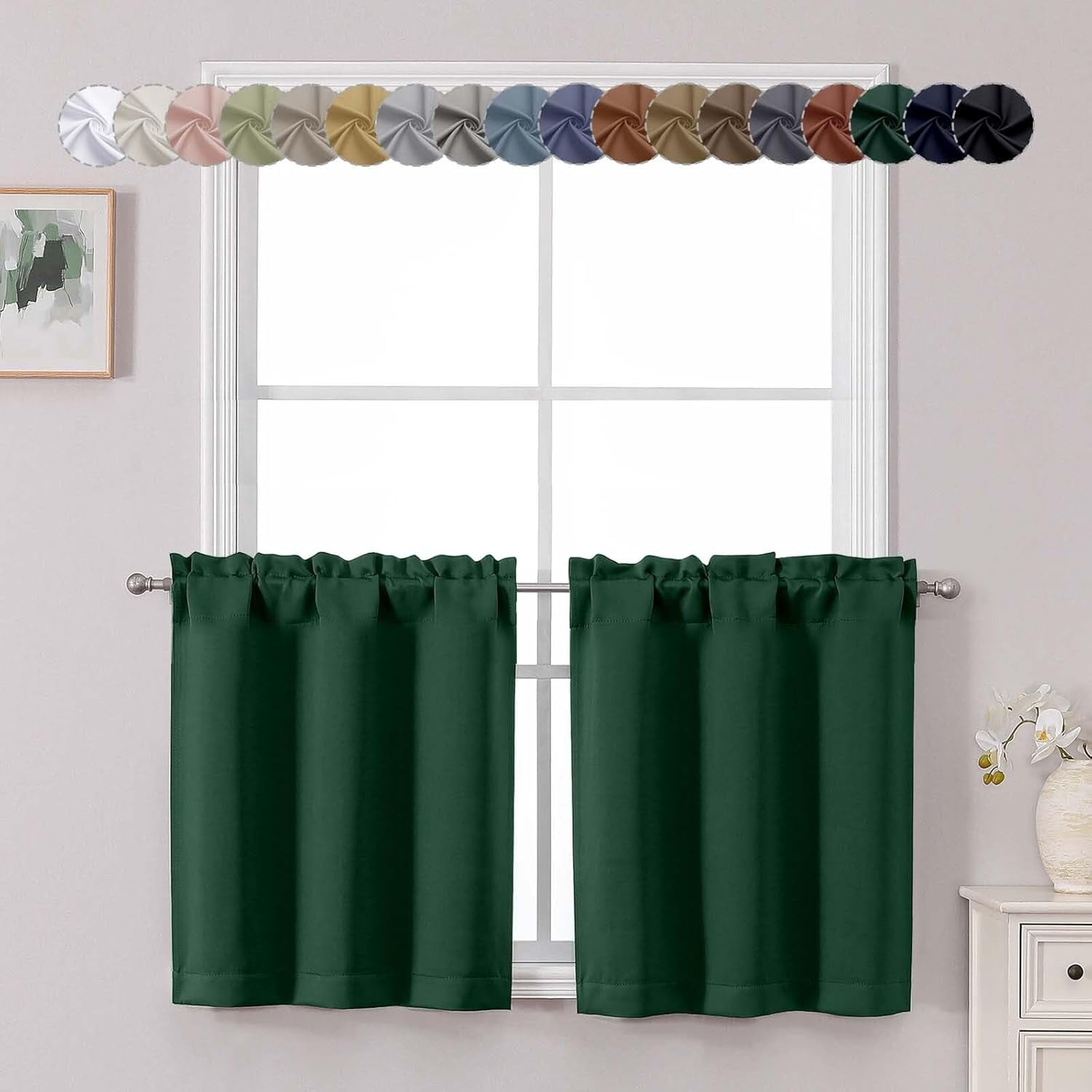 Blackout Curtains 24 Inch Length, Small Kitchen Tier Rod Pocket Half ...