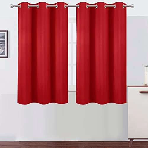 Blackout Curtains 38 x 54 inch/Bright Red Curtains Set of 2 Panels ...