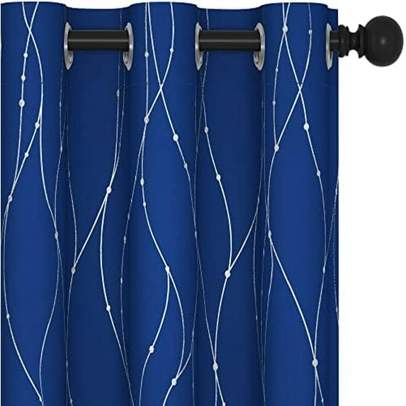 Blackout Curtains, 42 x 108 Inch Long Drapes for Sliding Door, Wave Dot ...