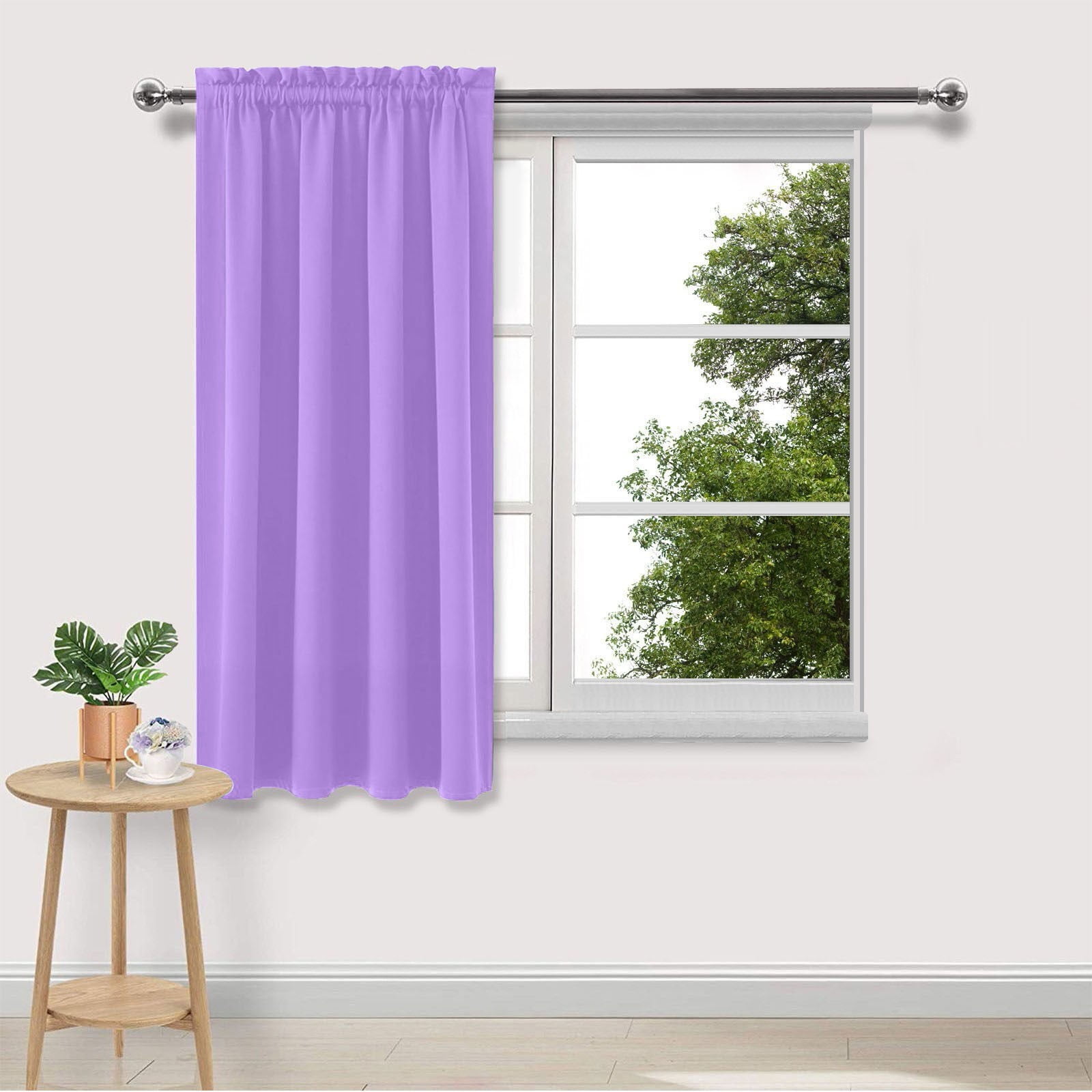 Blackout Curtains, 44.9 Inch Long Rod Pocket Room Darkening Curtain for ...