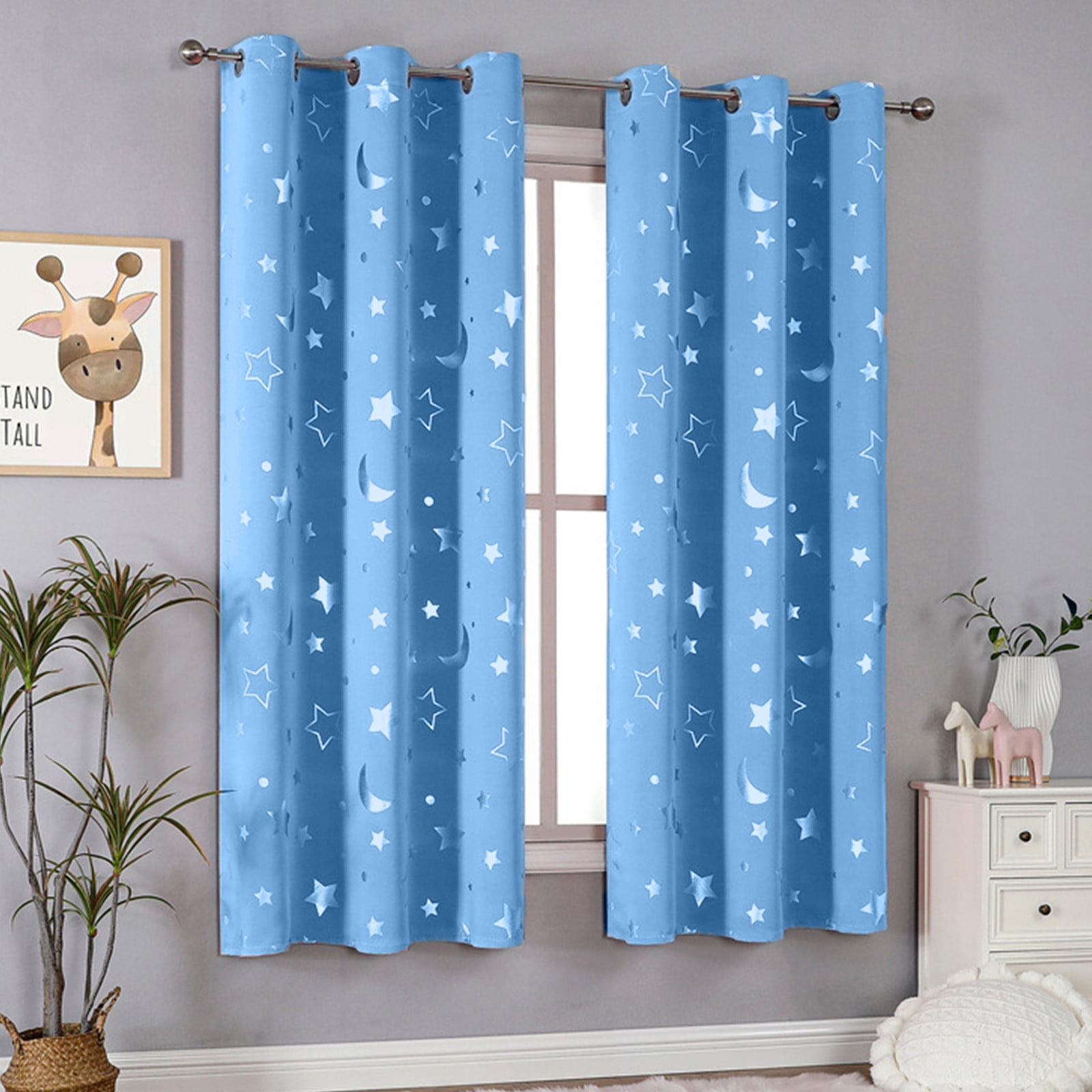 Blackout Curtains 52 Inches Long, Star Patterned Blackout Curtains for ...