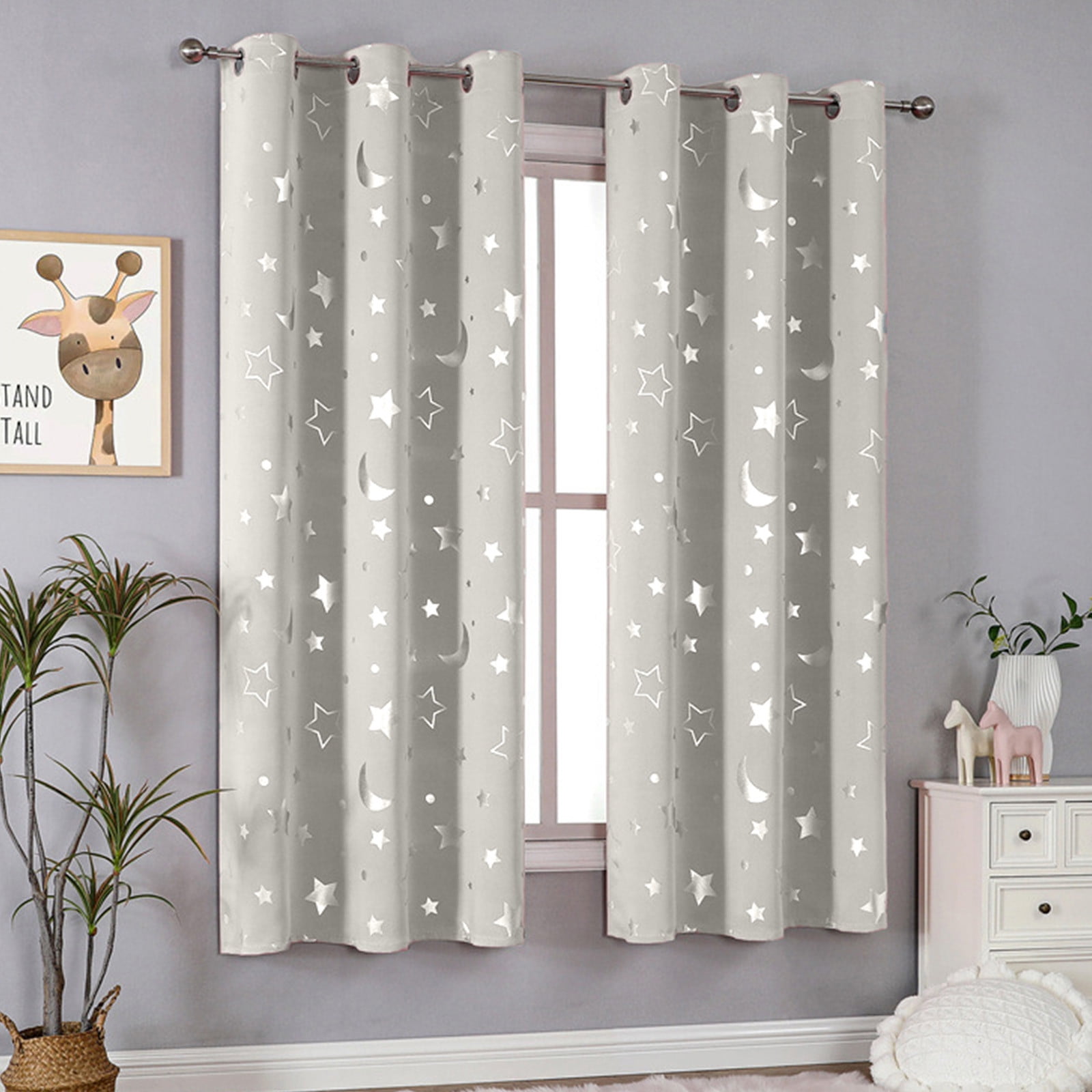 Blackout Curtains 52 Inches Long, Star Patterned Blackout Curtains for ...