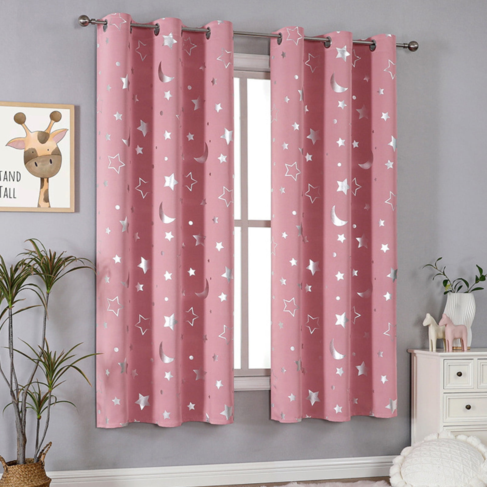 Blackout Curtains 52 Inches Long, Star Patterned Blackout Curtains for ...