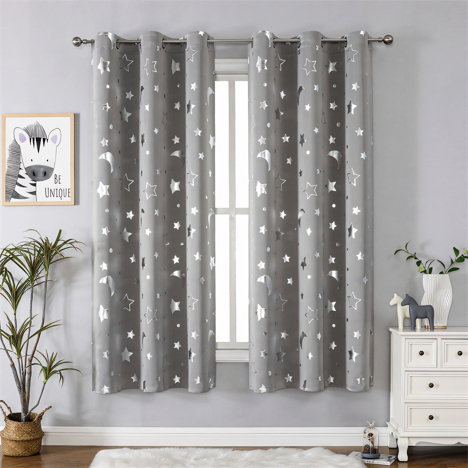 Blackout Curtains 52 Inches Long, Star Patterned Blackout Curtains for ...