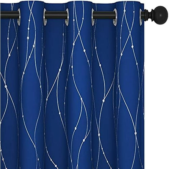 Blackout Curtains, 52 x 108 Inch Drape for Sliding Door with Wave Dot ...