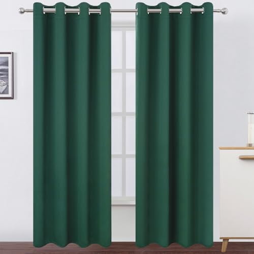 Blackout Curtains 52 x 120 Inch Long Dark Green Curtains Set of 2 ...