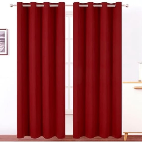 Blackout Curtains 52 x 120 Inch Long Red Curtains Set of 2 Panels Room ...