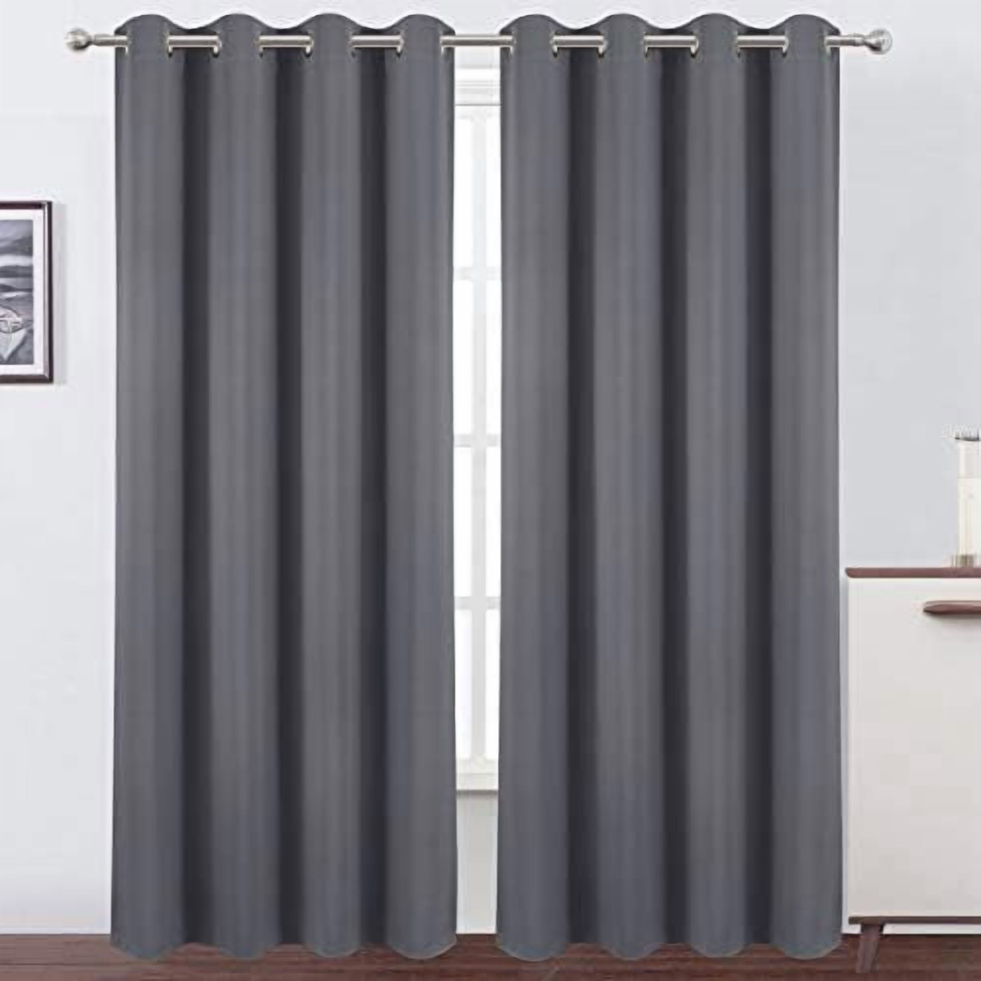 Blackout Curtains 52 x 84 Inch Long Grey Curtains Set of 2 Panels ...
