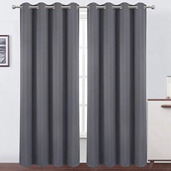 Blackout Curtains 52 x 84 Inch Long Grey Curtains Set of 2 Panels ...