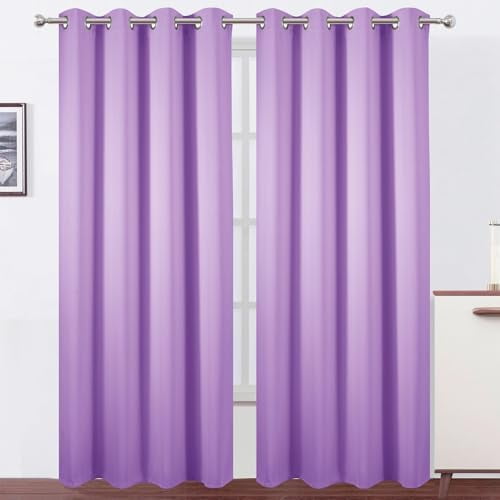 Blackout Curtains 52 x 90 Inch Long Lavender Curtains Set of 2 Panels ...
