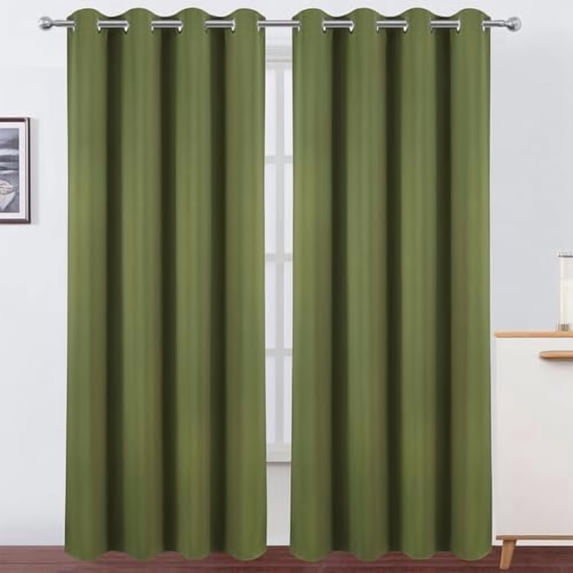 Blackout Curtains 52 x 90 Inch Long Olive Green Curtains Set of 2 ...
