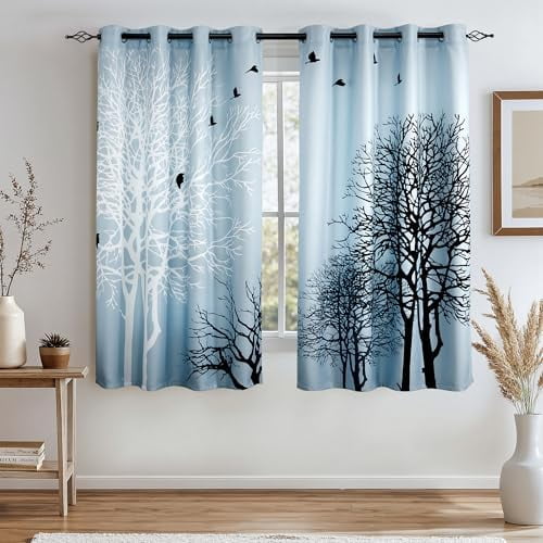 Blackout Curtains 52Wx63L, Room Darkening Floral Curtains, Thermal ...
