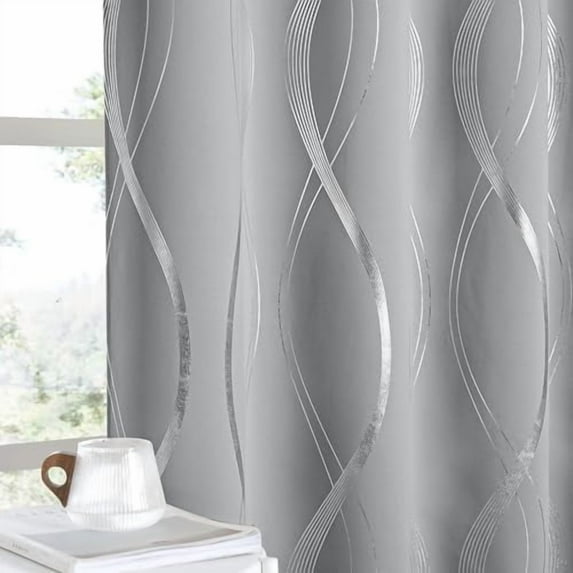 Blackout Curtains 63 inch Length 2 Panels, Silver Grey Window Treatment ...
