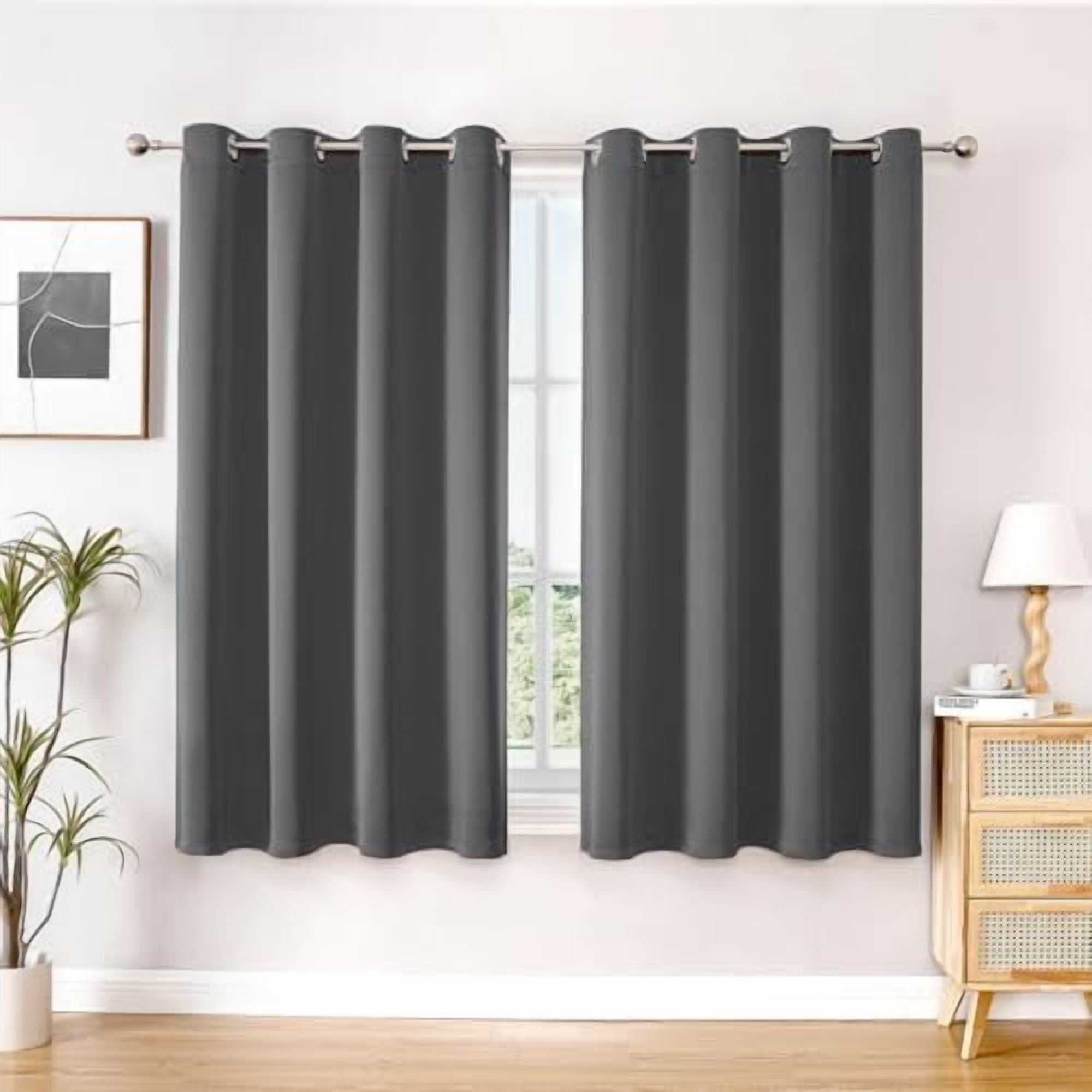 Blackout Curtains 63 inches Long for Bedroom - 2 Panels Set Grommet ...