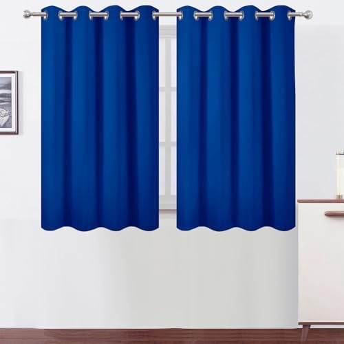 Blackout Curtains 66 x 54 Inch Long Royal Blue Curtains Set of 2 Panels ...