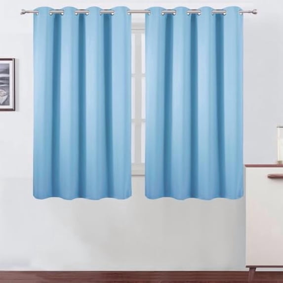 Blackout Curtains 66 x 54 Inch Long Sky Blue Curtains Set of 2 Panels ...