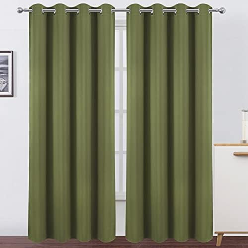 Blackout Curtains 66 x 84 inch/Olive Green Curtains Set of 2 Panels ...