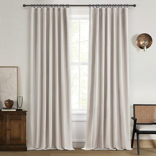 Blackout Curtains 70 Inches Extra Wide Natural Linen Curtains 84 Inch ...