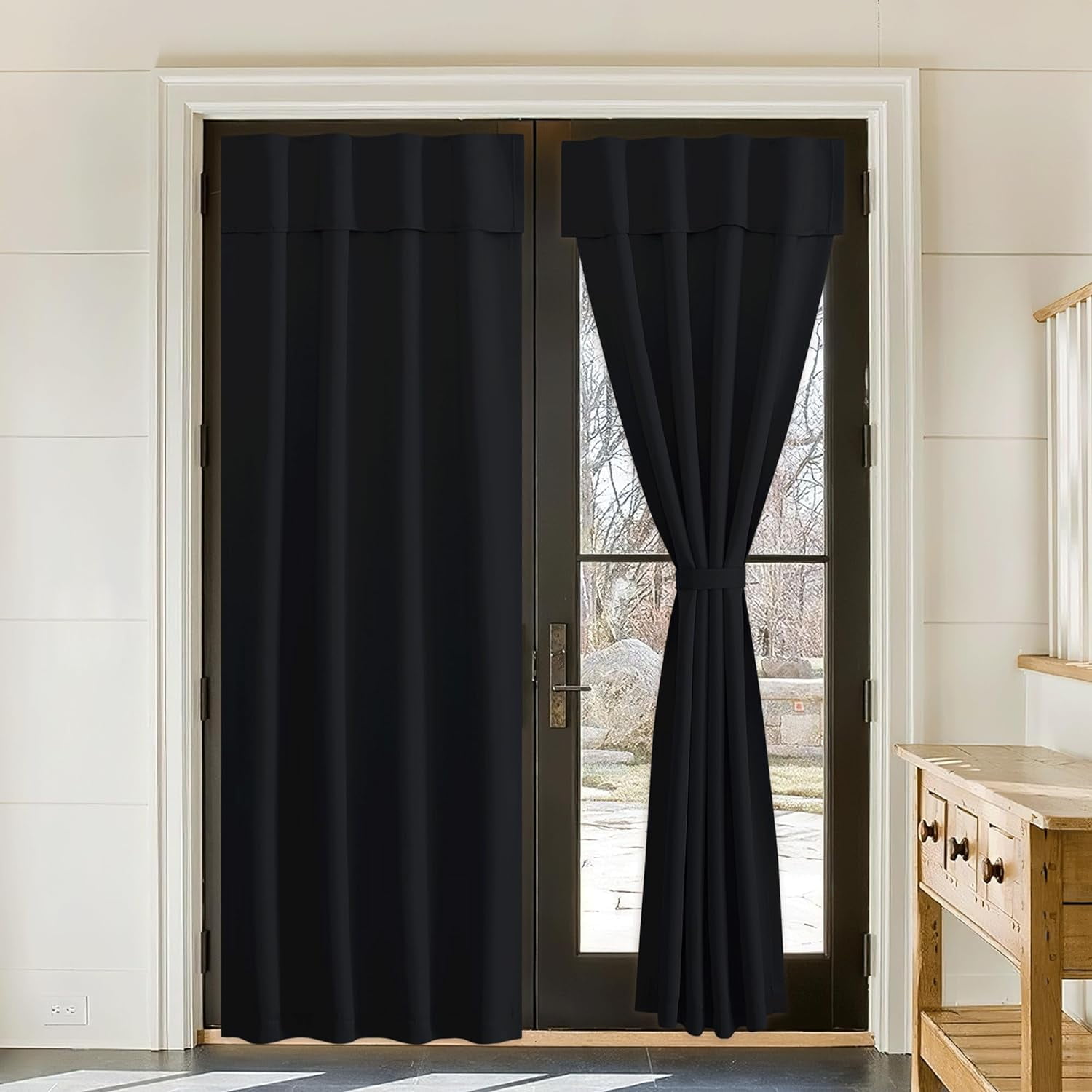 Blackout Curtains 72 Inches Long, Self Sticky French Door Shades for ...