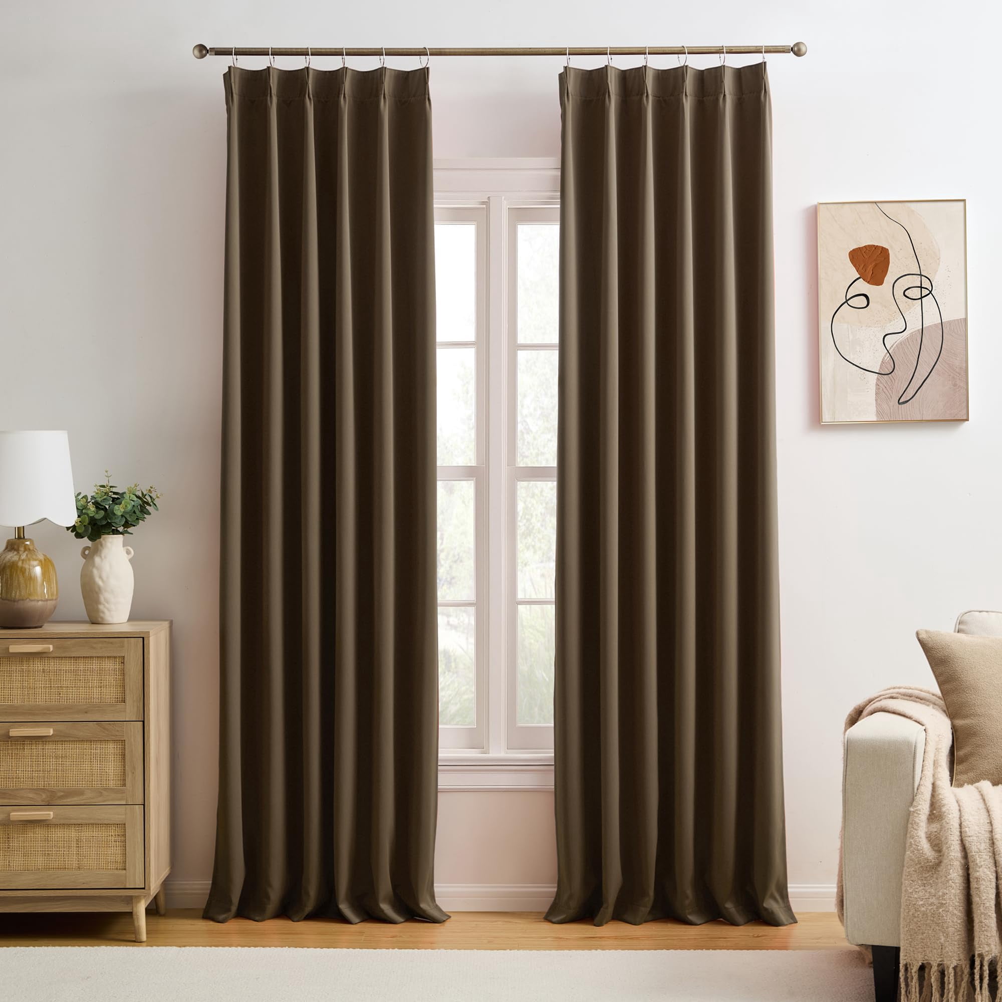 Blackout Curtains 84 Inches Long, Pinch Pleat Room Darkening Drapery ...
