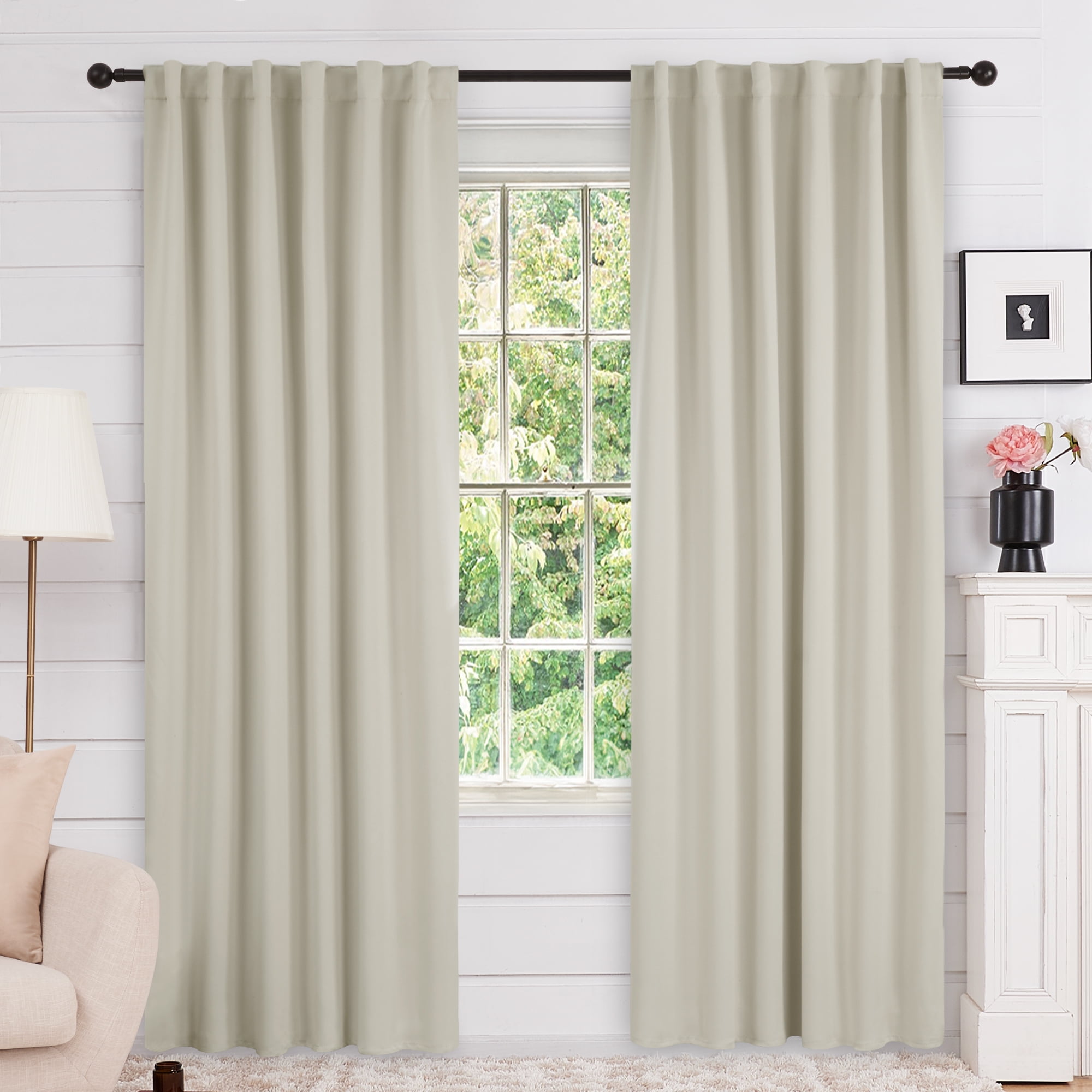 Blackout Insulated Curtains 84 inch Length for Bedroom - Back Tab, Rod ...