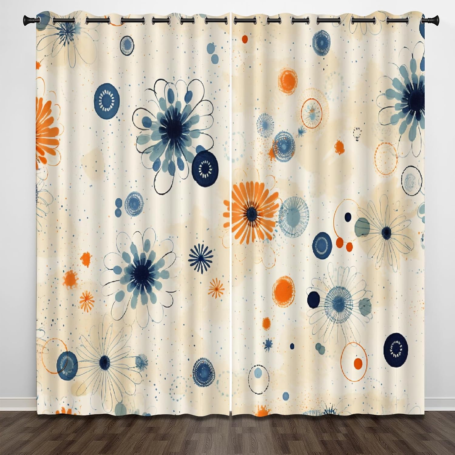 Blackout Curtains Abstract Daisy Flowers Bright Retro Background, 3D ...