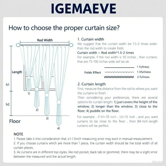 Blackout Curtains for Bedroom 1 Panel, Linen Curtians 108 Inches Long ...