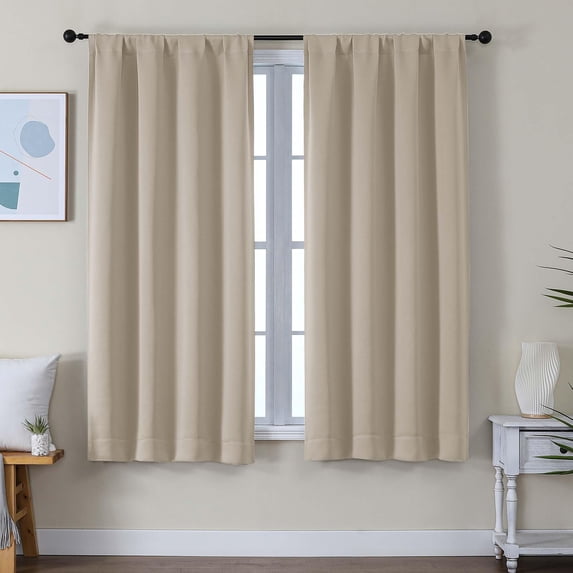Blackout Curtains for Bedroom 63 Inch Length 2 Panels Set, Solid ...